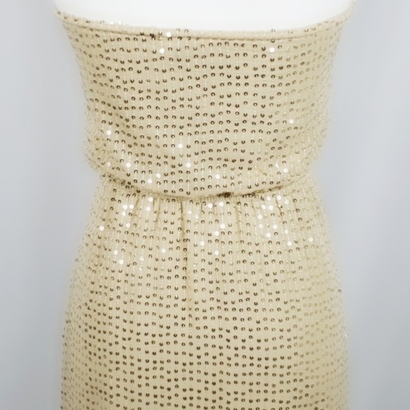 Outback Red | Dresses | Outbackred Gold Sequin Maxi Strapless Dress Sz ...
